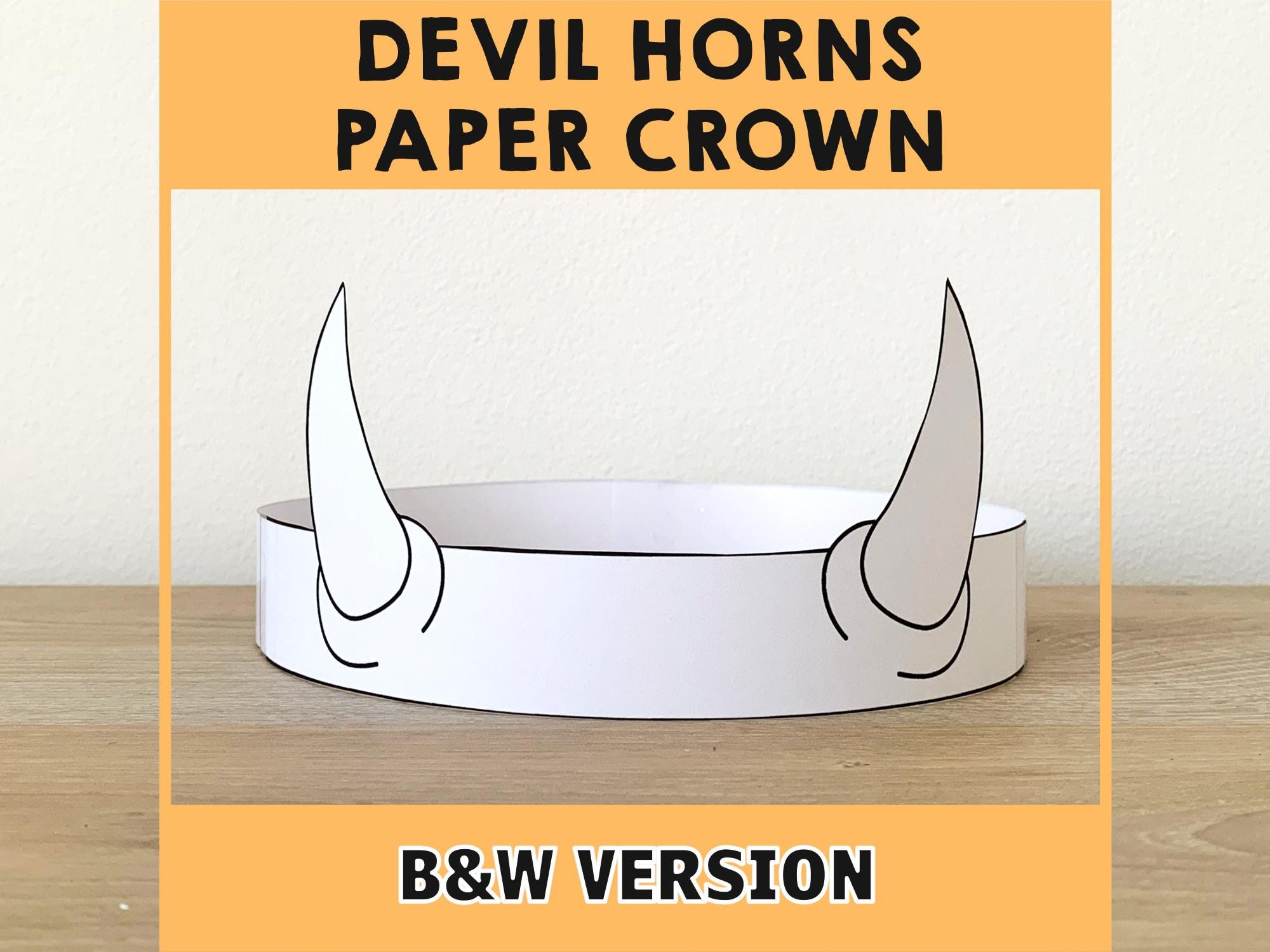 Devil Horns Paper Crown Party Coloring Printable Kids Halloween Craft ...