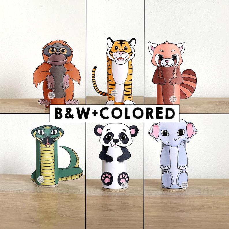 Asian Animals Toilet Paper Roll Craft Safari Party Coloring Printable ...