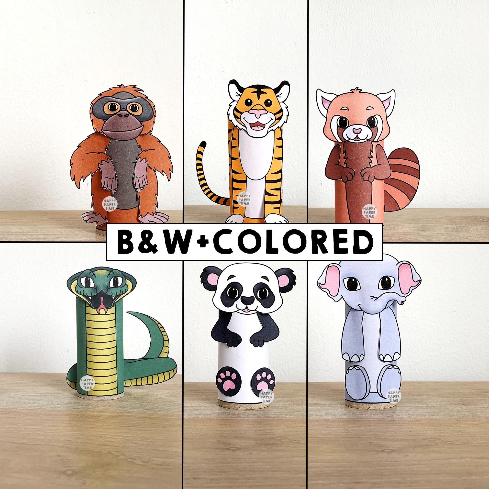 Asian Animals Toilet Paper Roll Craft Safari Party Coloring Printable ...