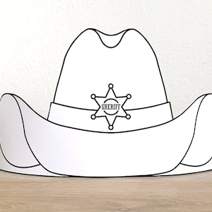 Sheriff Hat Paper Crown Party Coloring Printable Kids Craft Wild West ...