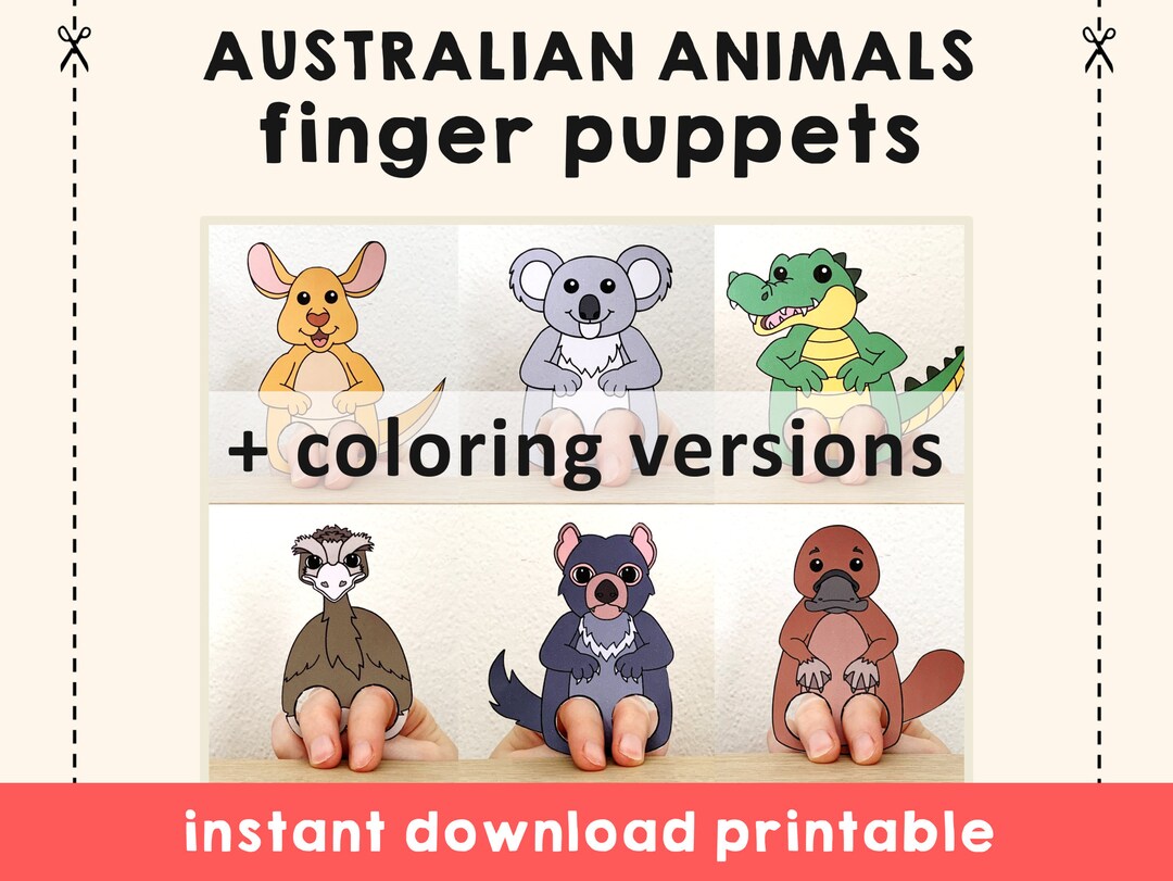 Australian Animal Paper Craft Printable Finger Puppet Template Kids ...