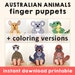 Australian Animal Paper Craft Printable Finger Puppet Template Kids ...