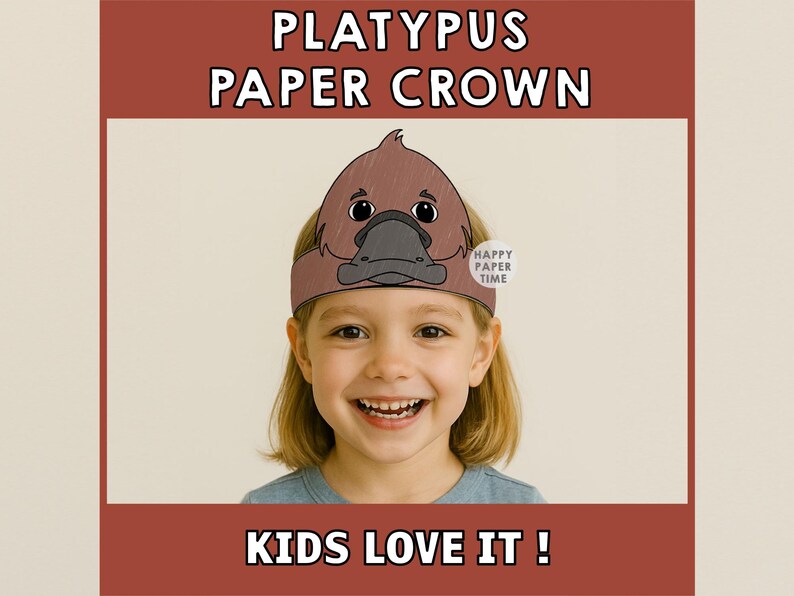 Platypus Paper Crown Party Coloring Printable Kids Craft Australia ...