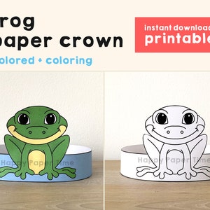 Frog Paper Crown Party Coloring Printable Kids Craft Animal Birthday ...