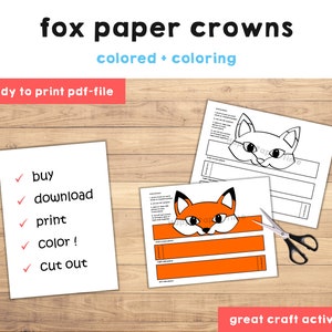 Fox Paper Crown Activity Coloring Printable Kids Craft Woodland Forest ...