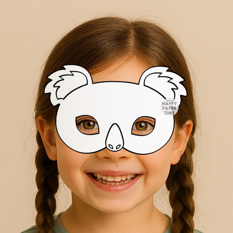 Koala Mask Paper Craft Printable Costume Kids Activity Australia ...