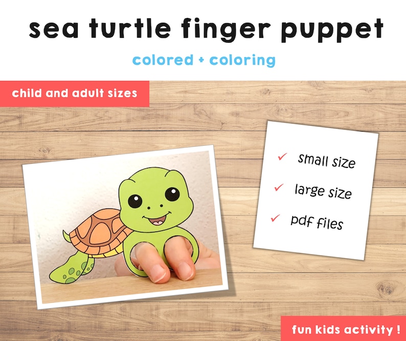 Sea Turtle Paper Craft Printable Ocean Sea Beach Animal Finger - Etsy
