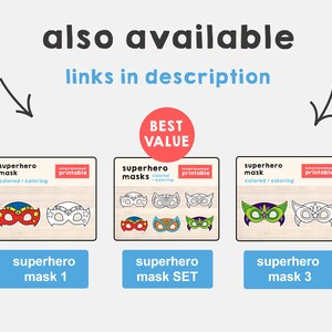 Superhero Mask Costume Hero Mask Printable Party Favor Craft Halloween ...