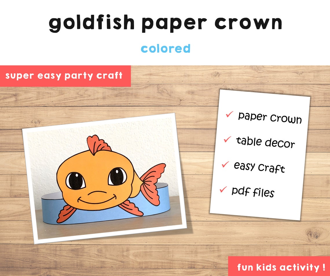 Goldfish Paper Crown Headband Pet Animal Printable Kids Craft Fish ...