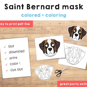 Saint Bernard Dog Mask Animal Mask Party Favor Printable Dog - Etsy