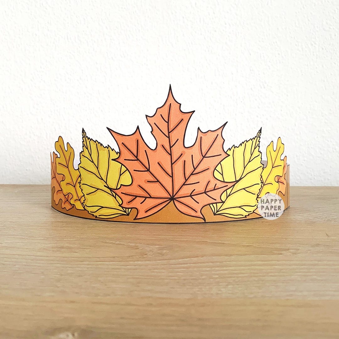 Fall Leaves Paper Headband Crown Thanksgiving Autumn Party Printable ...