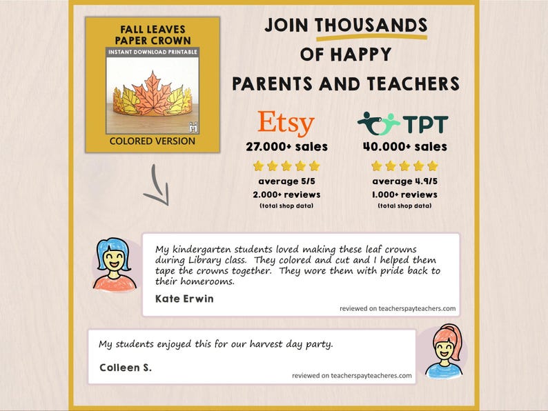 Fall Leaves Paper Headband Crown Thanksgiving Autumn Party Printable ...