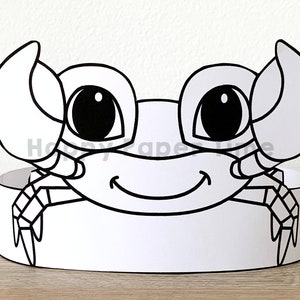 Crab Paper Crown Party Coloring Printable Party Hat Kids Craft Ocean ...