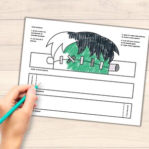 Frankenstein Monster Paper Crown template Halloween Party | Etsy