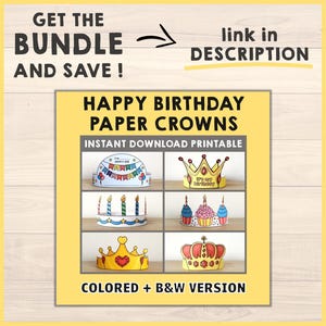 Happy Birthday Paper Crown Party Activity Printable Kids Coloring Craft ...