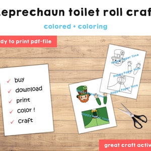 Leprechaun Toilet Paper Roll Craft Activity St. Patrick's Day Coloring ...