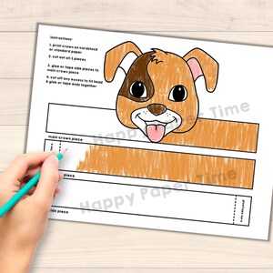 Dog Paper Crown Headband Pet Animal Coloring Printable Kids Craft Puppy ...