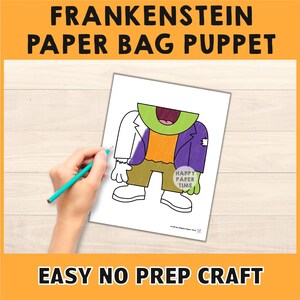 Frankenstein Paper Bag Puppet Printable Halloween Craft Activity Cut ...
