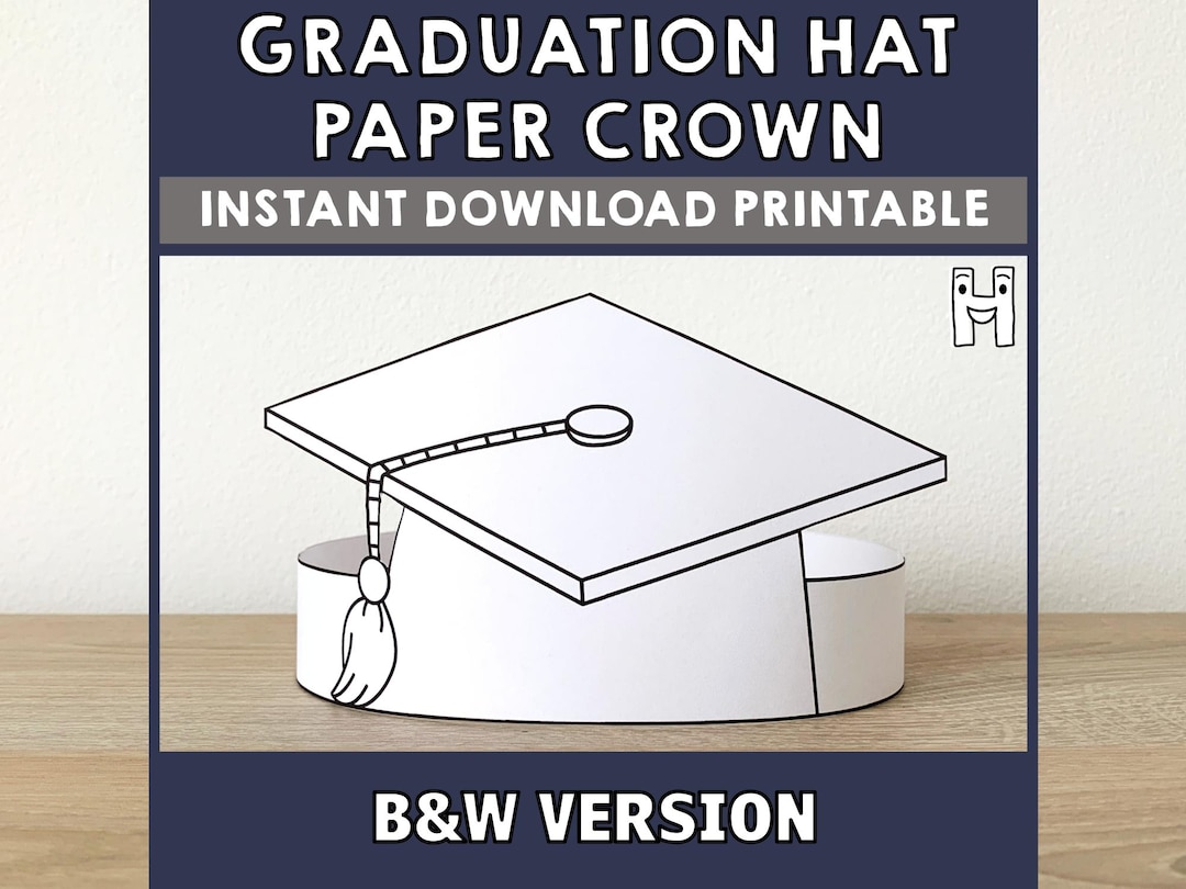 Graduation Cap Paper Crown Party Coloring Printable Kids Craft ...