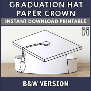 Graduation Cap Paper Crown Party Coloring Printable Kids Craft ...
