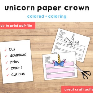 Unicorn Paper Crown Party Coloring Printable Kids Craft Unicorn ...