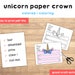Unicorn Paper Crown Party Coloring Printable Kids Craft Unicorn ...