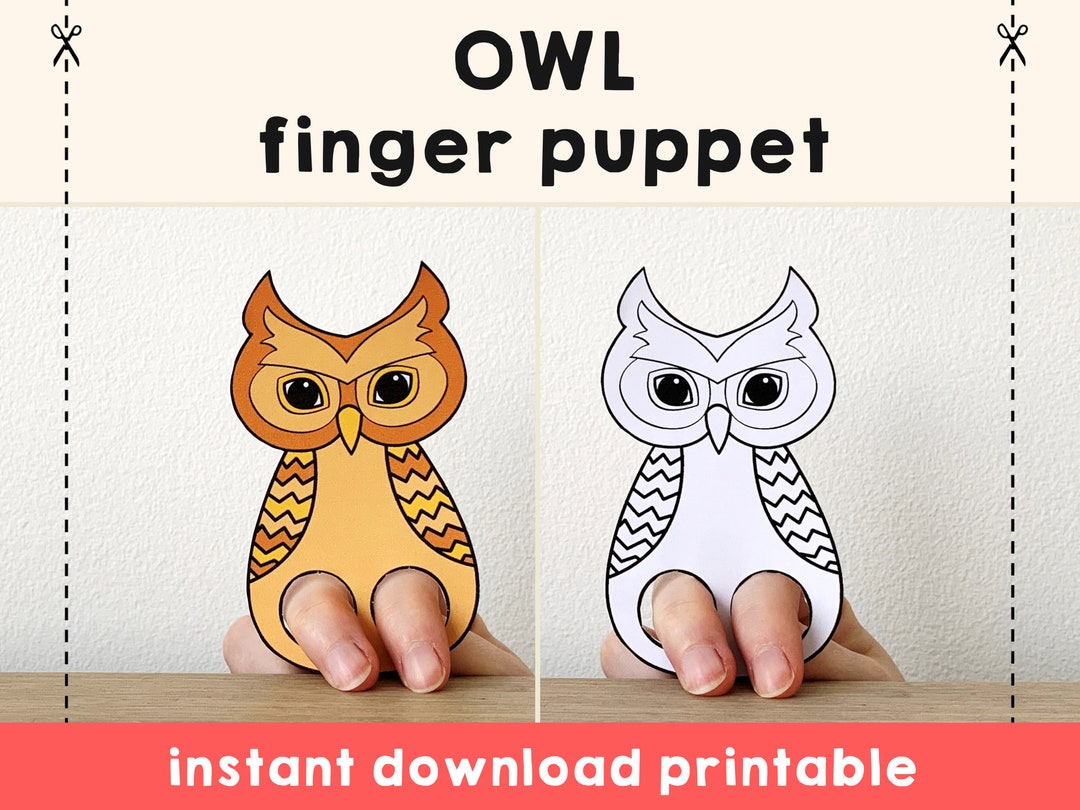 Owl Paper Craft Printable Woodland Animal Finger Puppet Kids Craft Owl ...