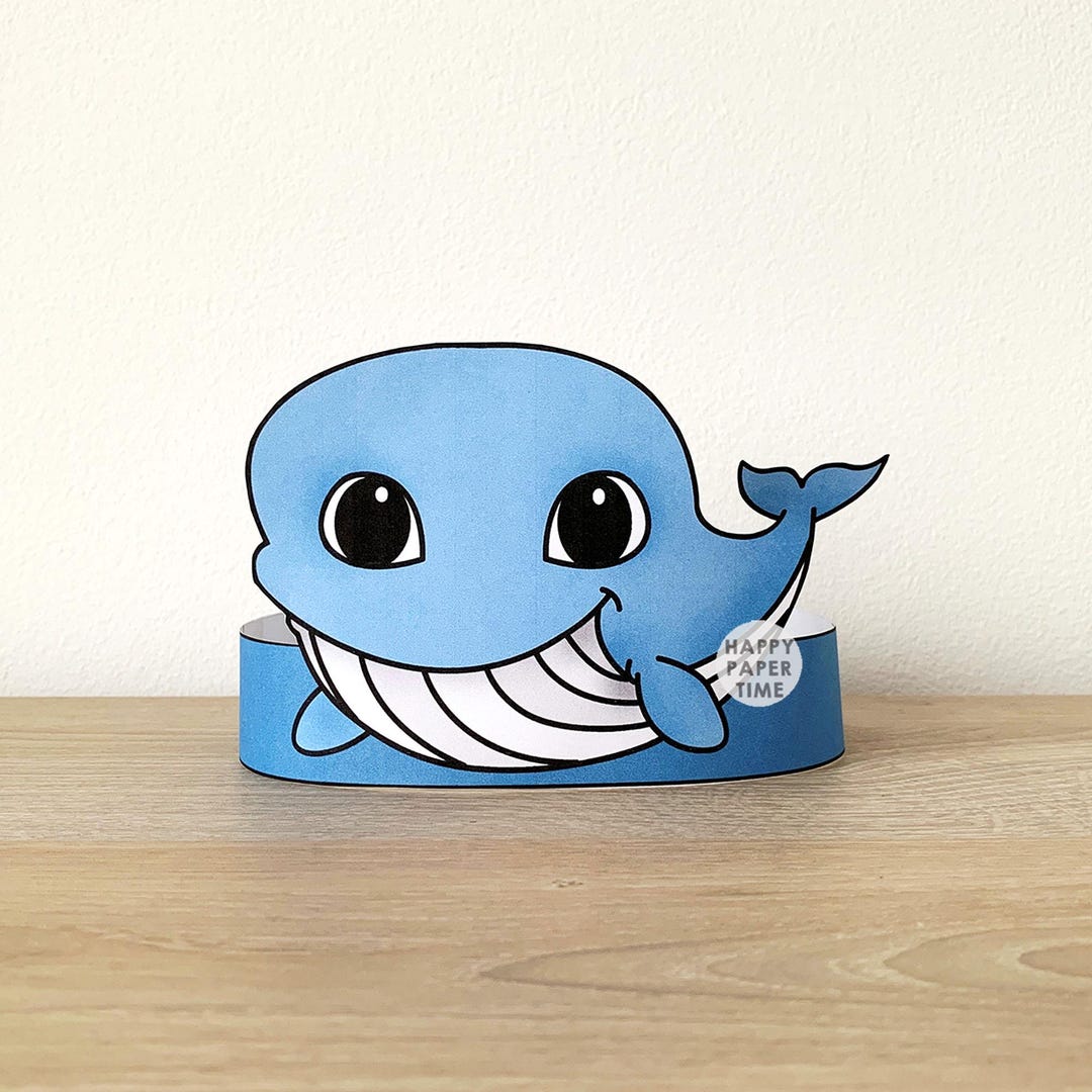 Whale Paper Crown Party Costume Printable Party Hat Kids Craft Ocean ...