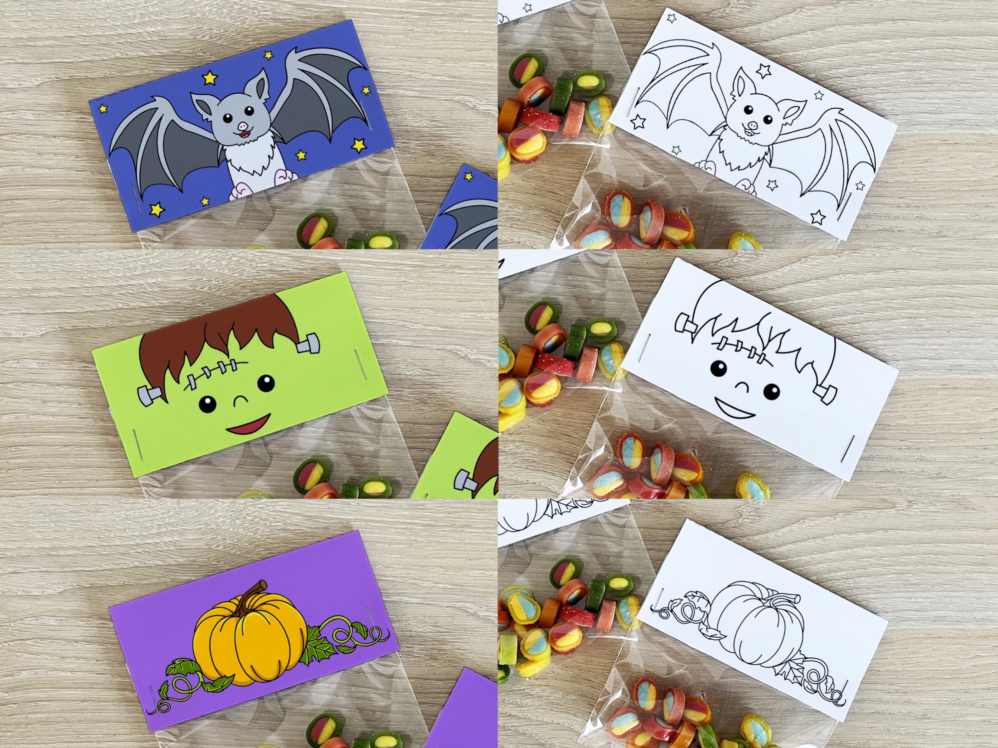 Halloween Treat Bag Topper Paper Craft Pumpkin Bat Witch Spooky Party ...