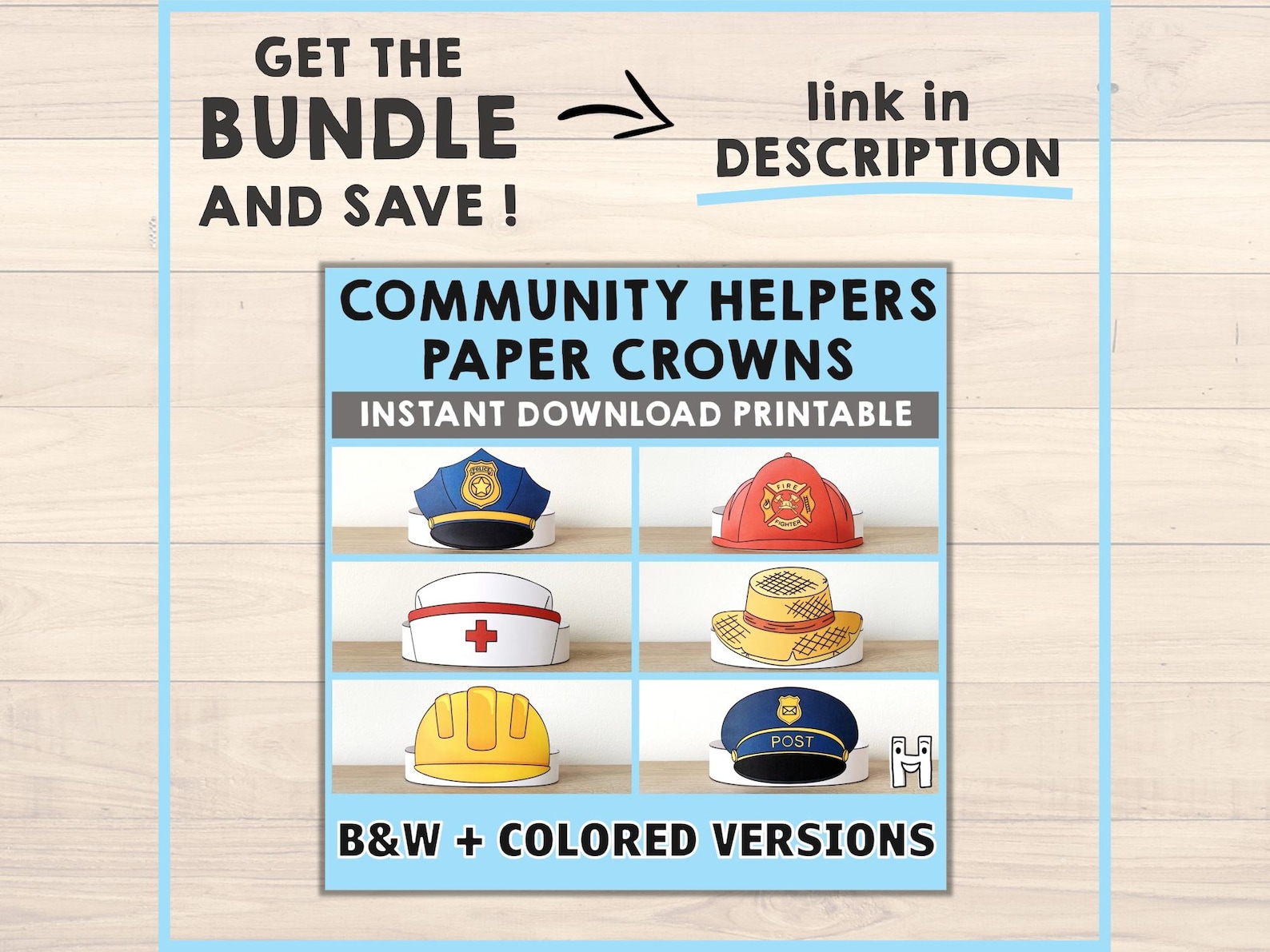 Community Helpers Paper Crown Headband Police Builder Farmer Nurse ...