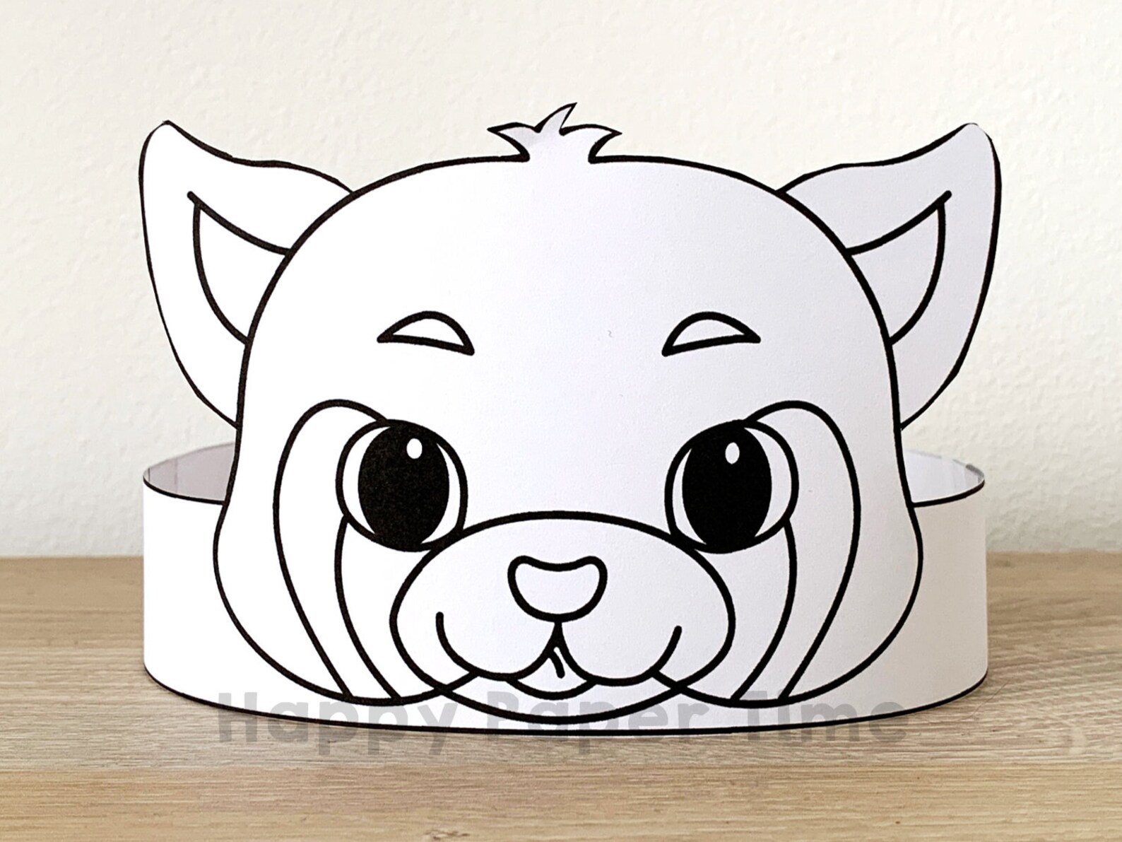 Red Panda Paper Crown Party Coloring Printable Kids Craft | Etsy