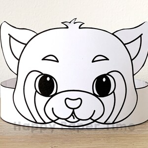 Red Panda Paper Crown Party Coloring Printable Kids Craft Woodland ...