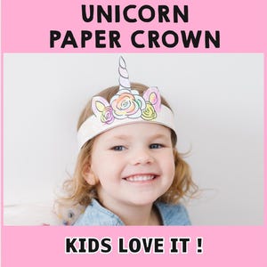 Unicorn Paper Crown Coloring Printable Kids Craft Unicorn Princess ...