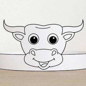 Cow Longhorn Paper Crown Headband Party Coloring Printable Kids Craft ...