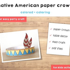 Native American Paper Headband Crown Party Coloring Printable Kids ...