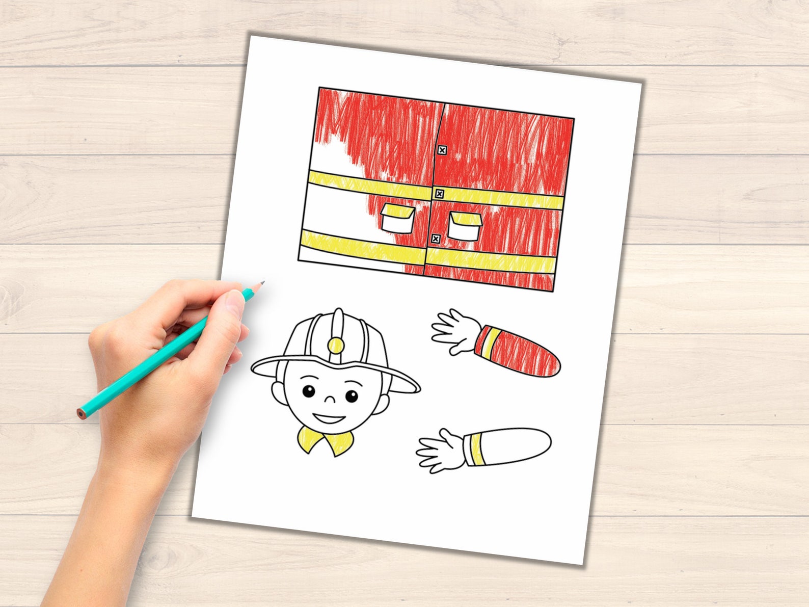 Firefighter Toilet Paper Roll Craft Fireman Party Coloring Printable ...