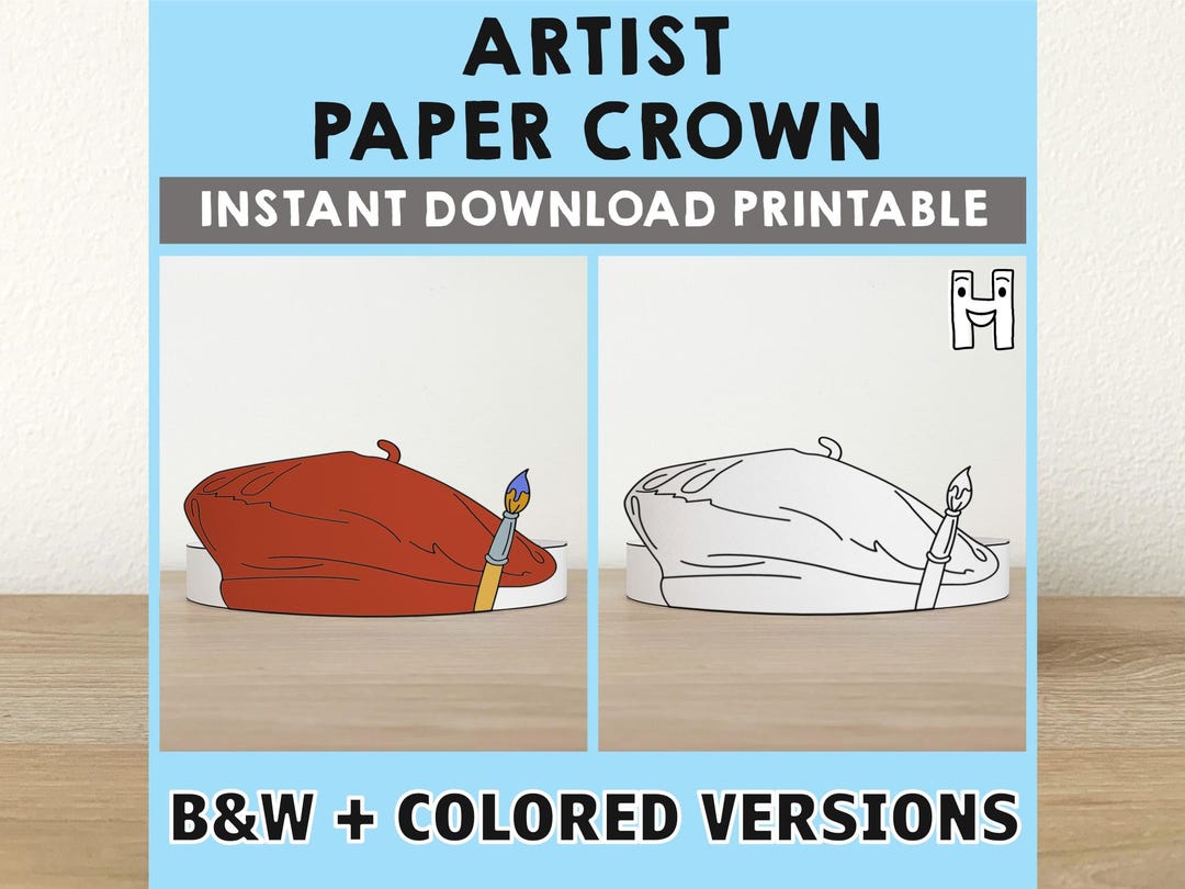 Artist Hat Painter Paper Crown French Party Coloring Printable Kids ...