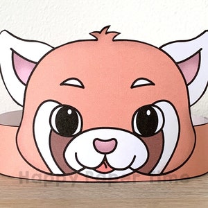 Red Panda Paper Crown Party Coloring Printable Kids Craft Woodland ...