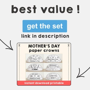 Mother's Day Paper Crown Template Birthday Party Headband Coloring ...