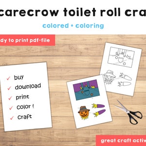 Scarecrow Toilet Paper Roll Craft Halloween Spooky Party Coloring ...