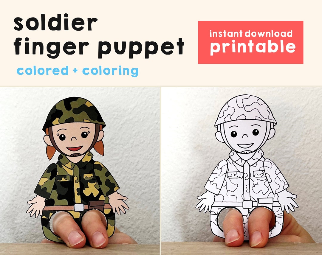 Soldier Paper Craft Printable Community Helper Finger Puppet Kids Craft ...