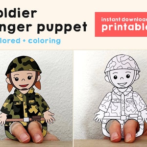 Soldier Paper Craft Printable Community Helper Finger Puppet Kids Craft ...