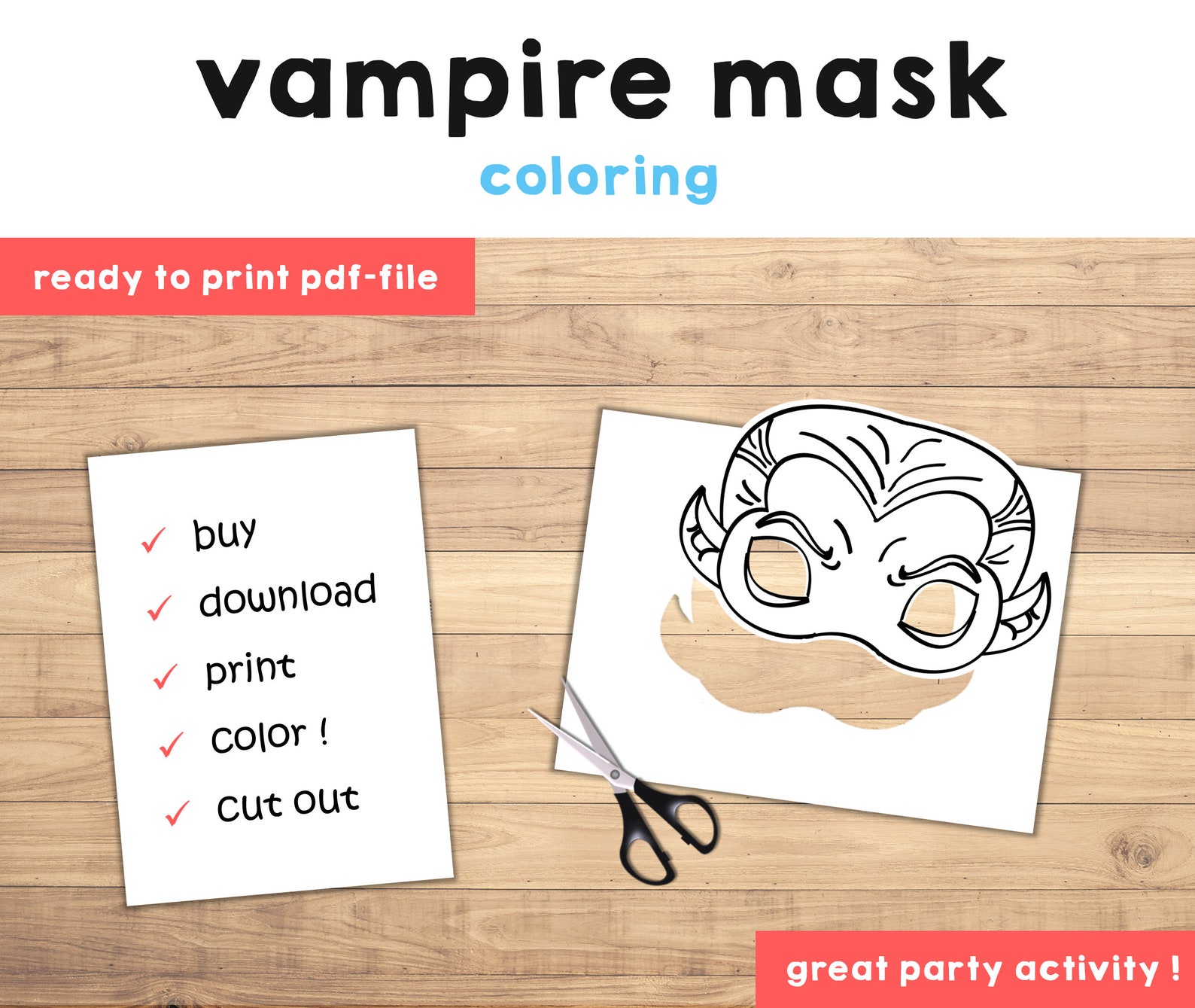 Vampire Mask Kids Vampire Costume Vampire Mask Diy Vampire - Etsy