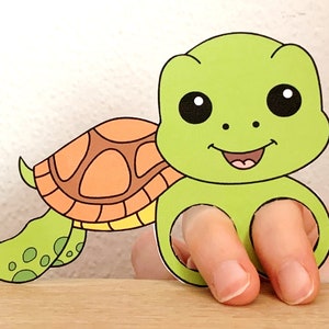 Sea Turtle Paper Craft Printable Ocean Sea Beach Animal Finger Puppet ...