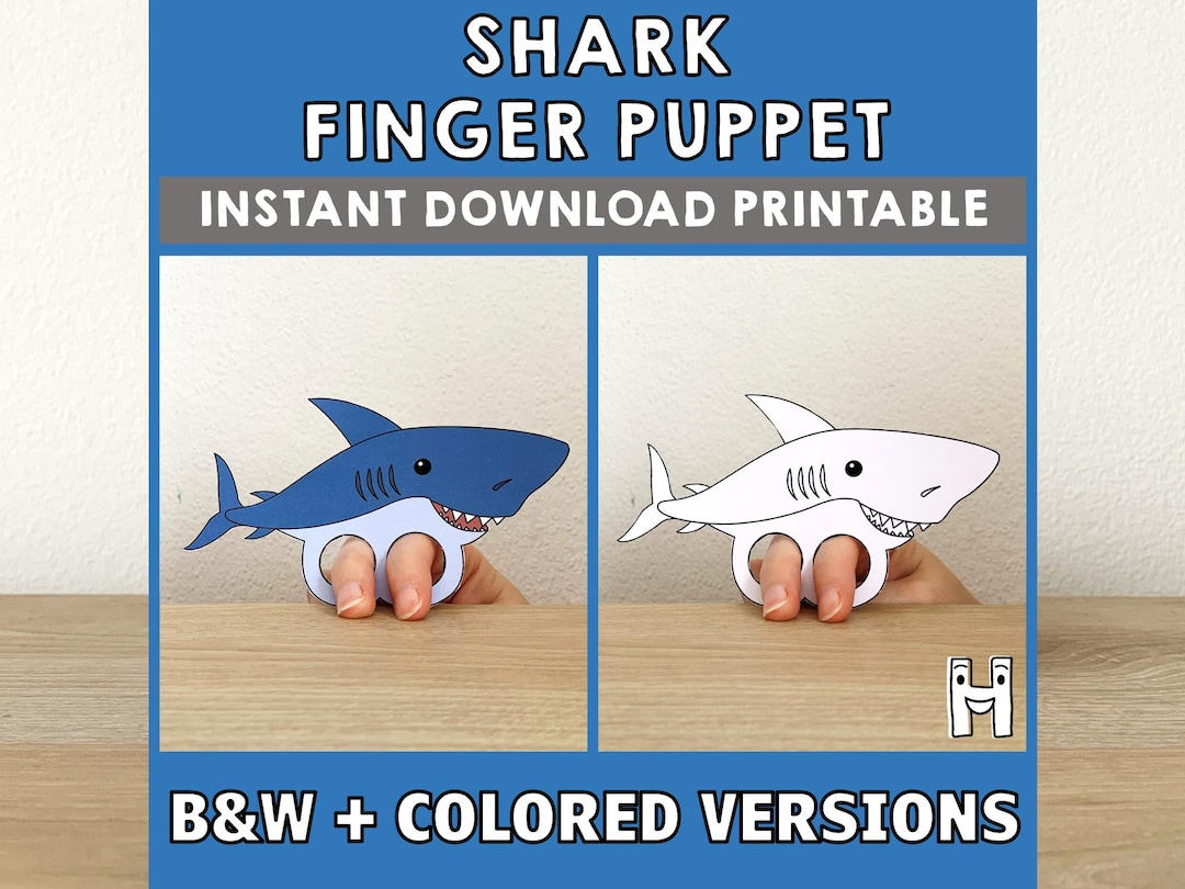 Shark Paper Craft Printable Ocean Animal Finger Puppet Kids Craft ...