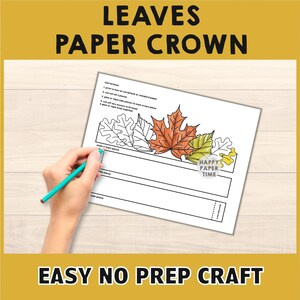 Fall Leaves Paper Crown Thanksgiving Autumn Party Coloring Printable ...
