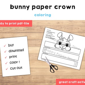 Bunny Paper Crown Headband Coloring Pet Animal Printable Kids Craft ...