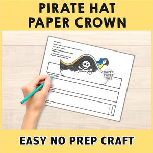 Pirate Paper Crowns Pirate Captain Parrot Printable Costume DIY Party ...
