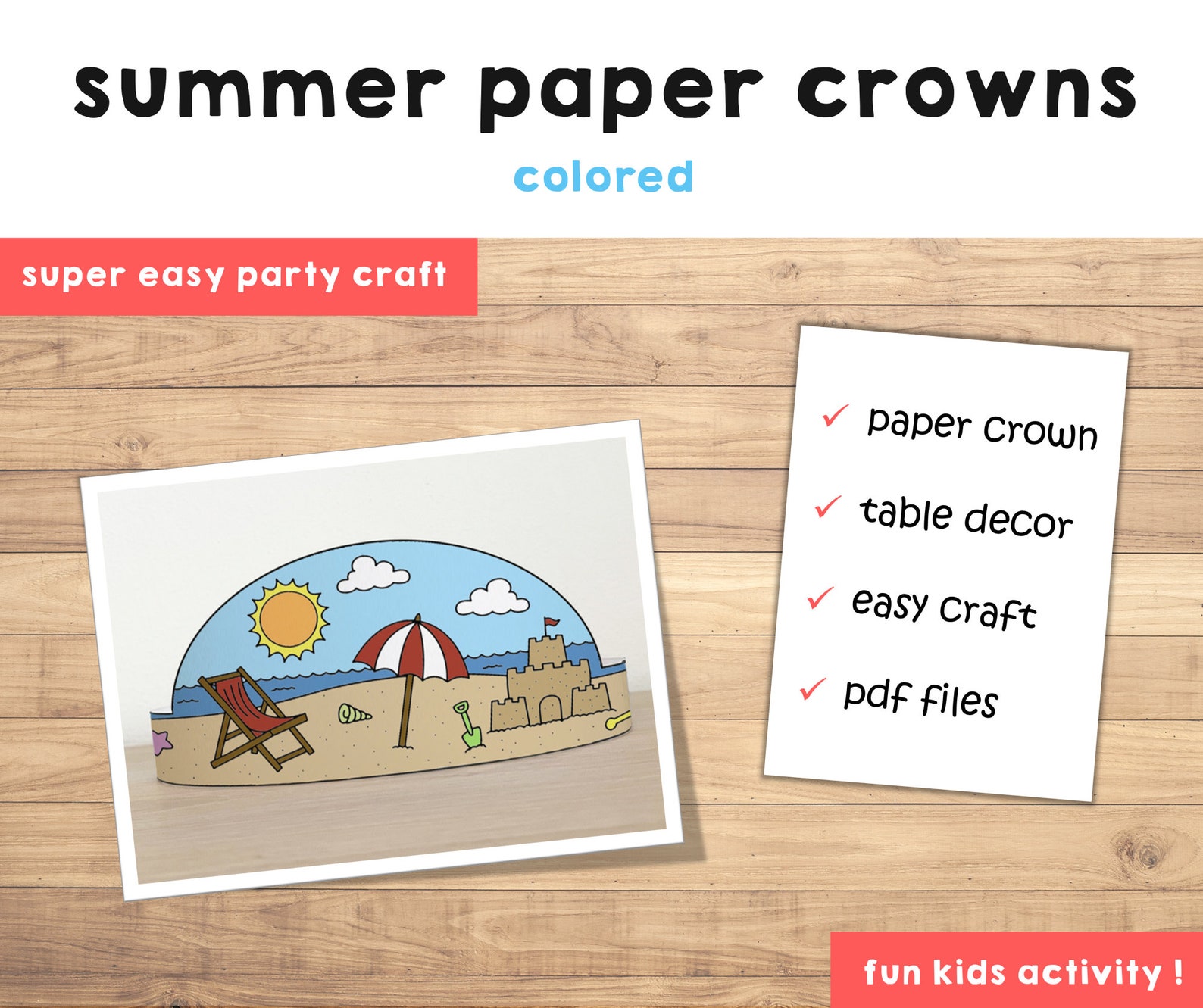 Summer Paper Crown Headband Ice Cream Party Activity Printable Kids ...