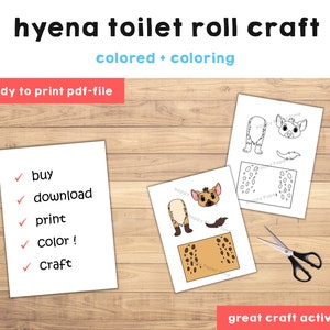Hyena Toilet Paper Roll Craft African Animal Safari Party Coloring ...